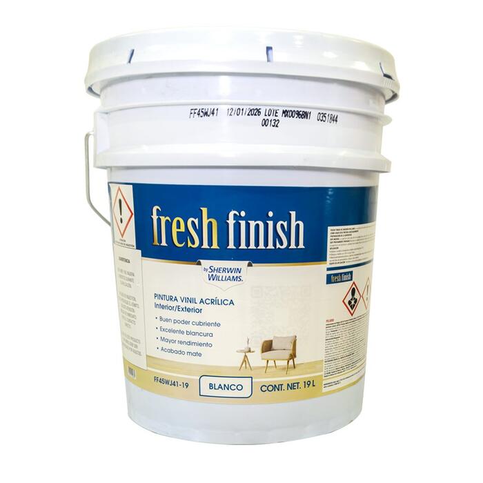 Pintura Vinil Acrílica Blanca Fresh Finish 19 Lt | Pinturas - $1,545.63